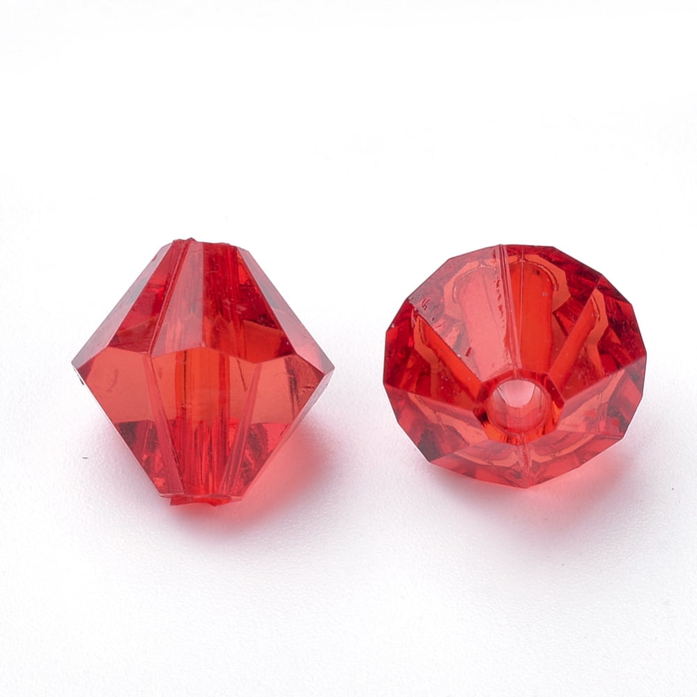 500g Transparent Acrylic Beads Bicone Red 6x5.5mm Hole: 1.5mm about ...