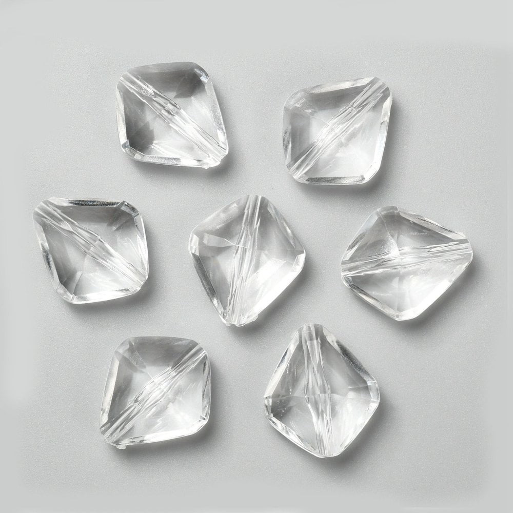 500g Transparent Acrylic Beads Faceted Rhombus Clear 23mm long 20mm ...