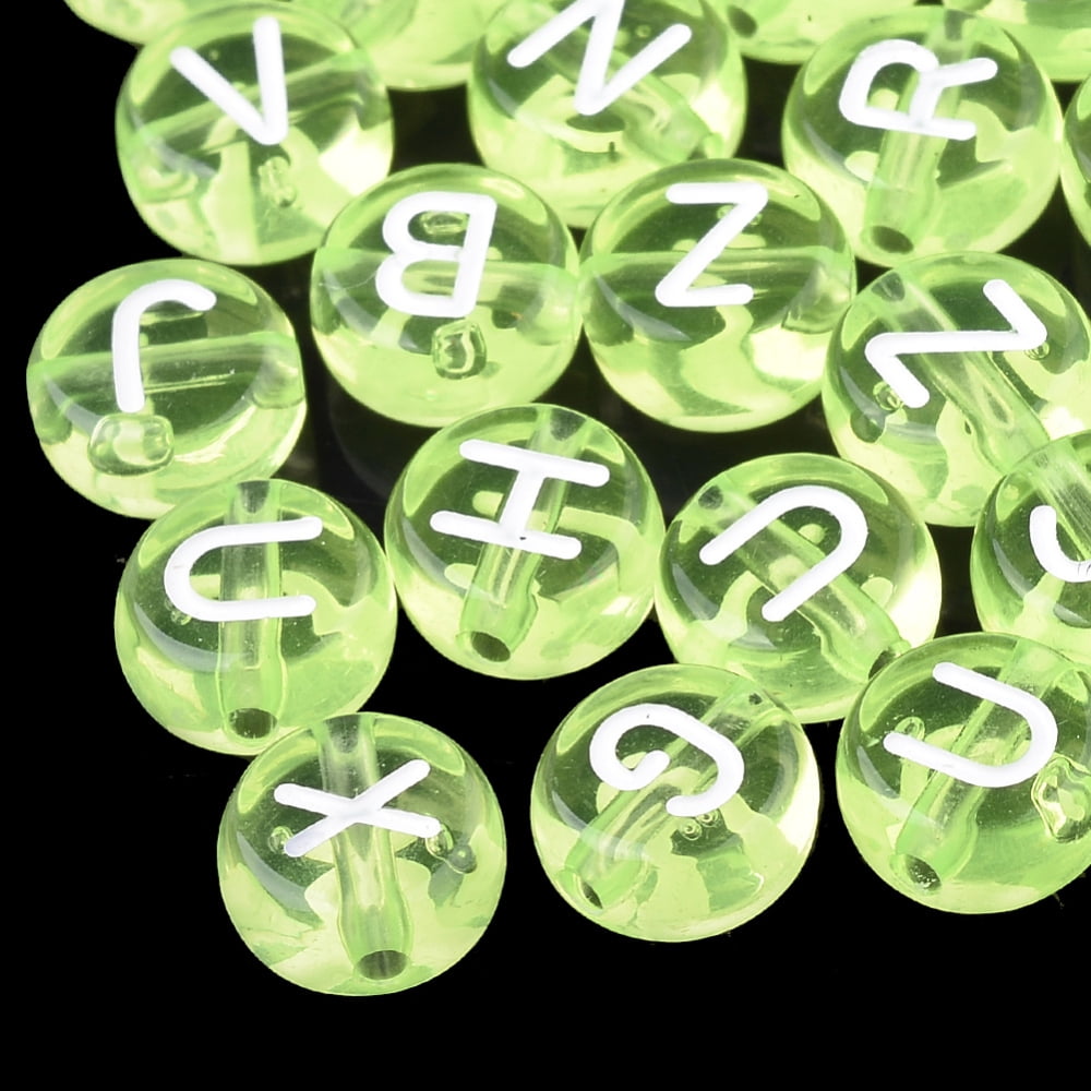500g Transparent Acrylic Beads Horizontal Hole Mixed Letters Flat Round ...
