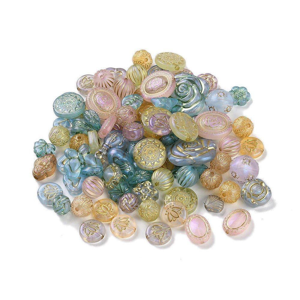 500g Transparent Acrylic Beads Metal Enlaced Mixed Shapes Mixed Color 7 ...