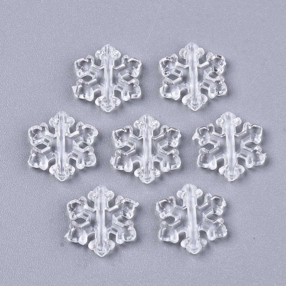 500g Transparent Acrylic Beads Snowflake Clear 12.5x12x2.5mm Hole: 1 ...