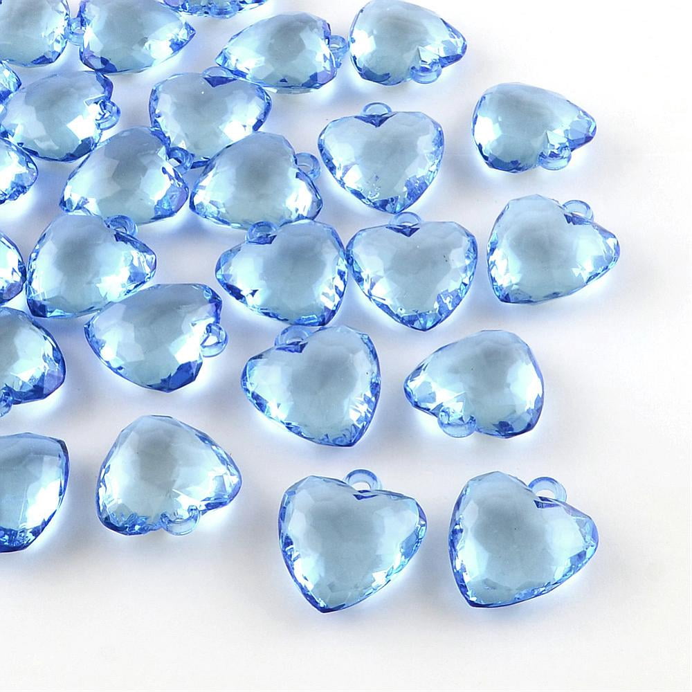 500g Transparent Acrylic Pendants Faceted Heart Royal Blue 31x28x13mm ...