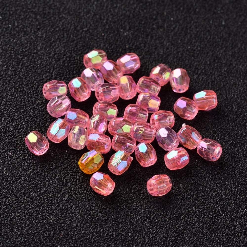 500gs AB color Transparent Acrylic Barrel Beads Faceted Hot Pink 4x4mm ...