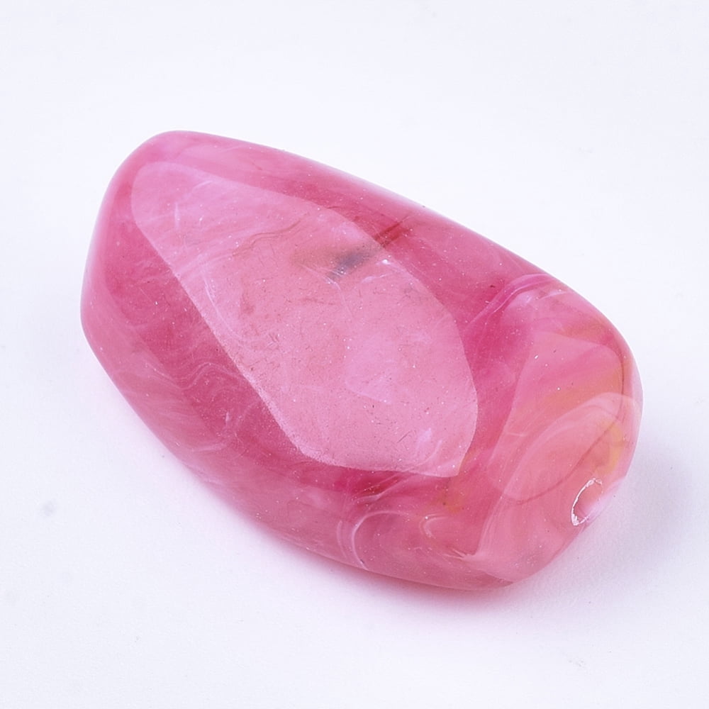 500gs Acrylic Beads Imitation Nuggets Hot Pink 27.5x15x10mm Hole: 1.5mm ...