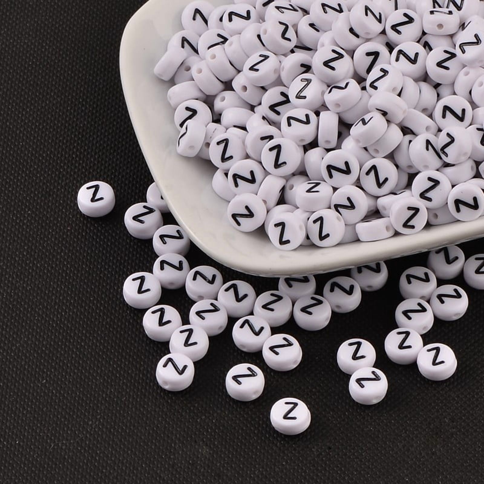 500gs Acrylic Beads with Horizontal Hole Letter Flat Round Letter.Z ...