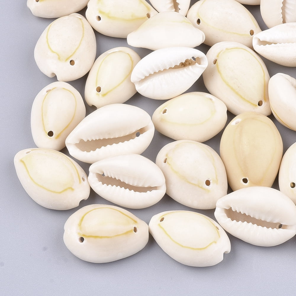500gs Cowrie Shell Links connectors Old Lace 22~27x16~19x11~14mm Hole ...