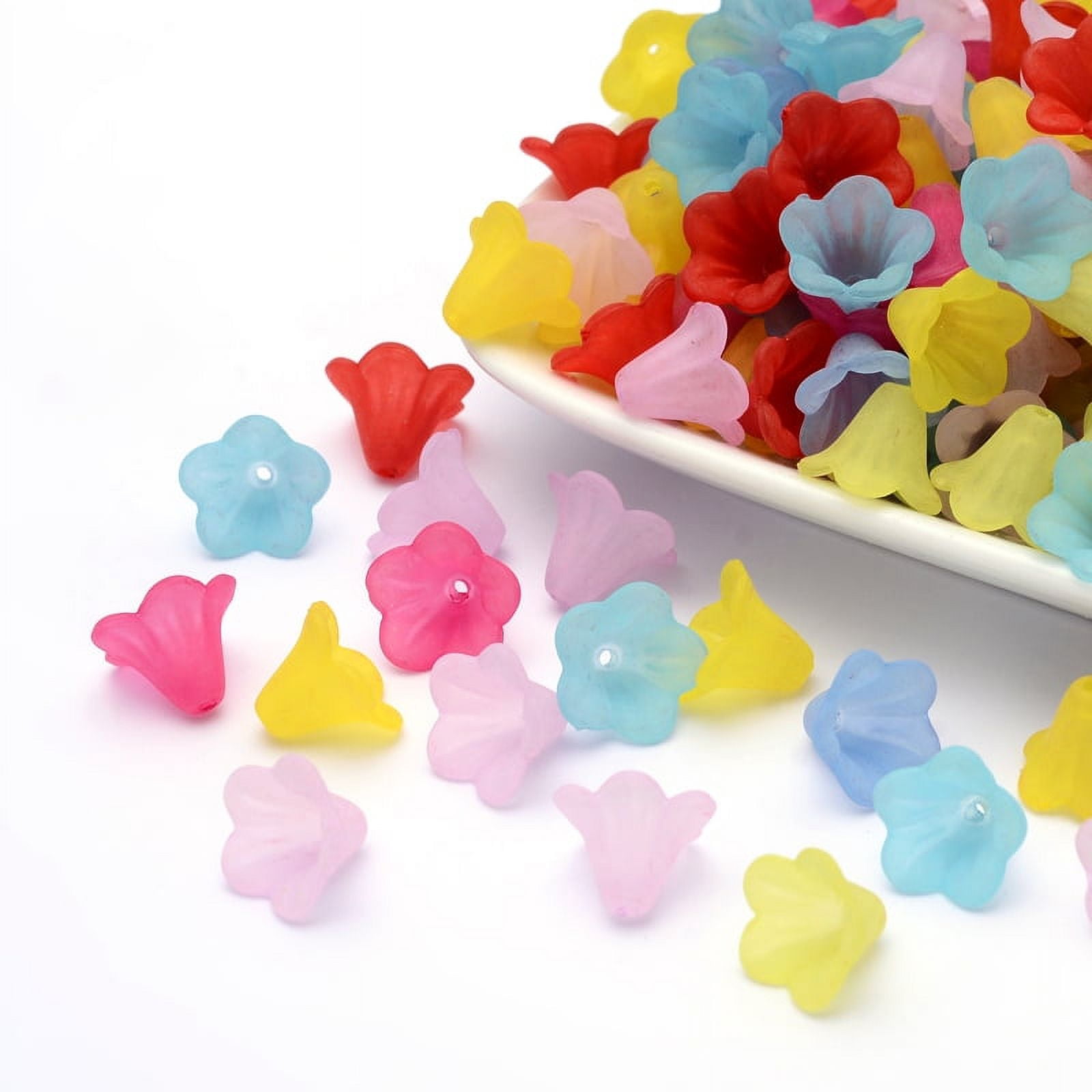 500gs Frosted Acrylic Beads Flower Mixed Color 10x13.5mm Hole: 1.8mm ...