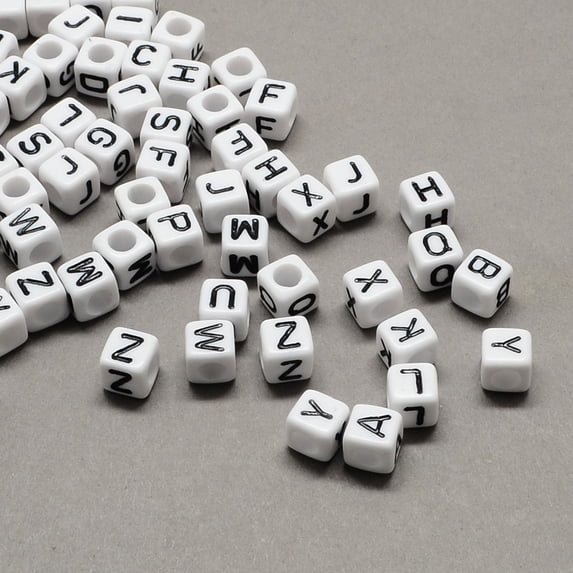 500gs Large Hole Acrylic European Beads Horizontal Hole White Black ...