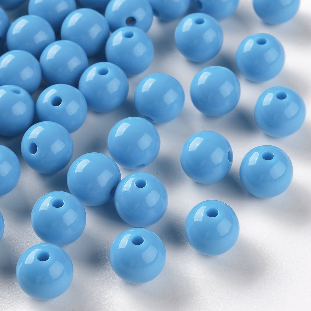 500gs Opaque Acrylic Beads Round Deep Sky Blue 12x11mm Hole: 1.8mm ...