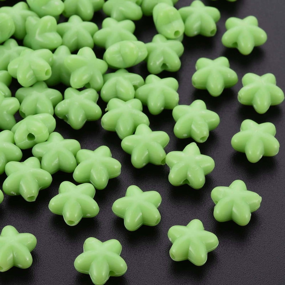 500gs Opaque Acrylic Beads Star Light Green 10x10.5x6mm Hole: 1.6mm ...