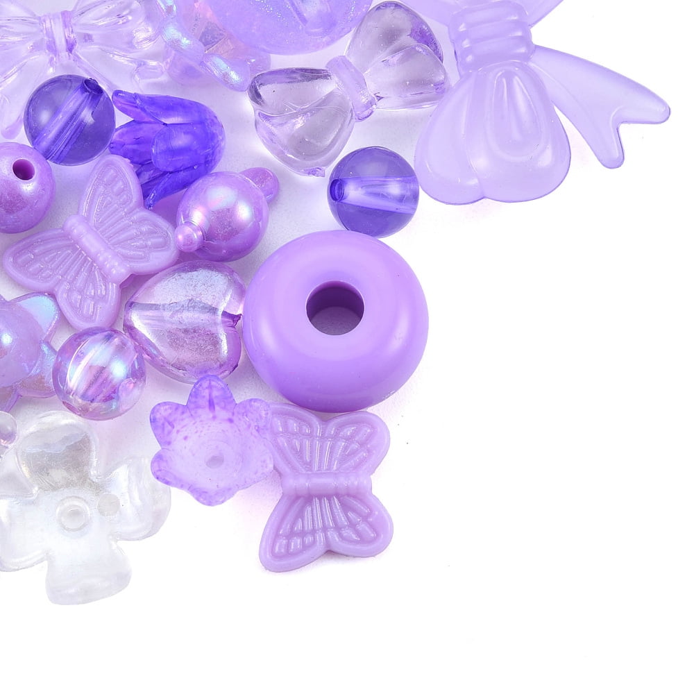 500gs Opaque & Transparent Acrylic Beads Mixed Shapes Dark Orchid 7.5 ...