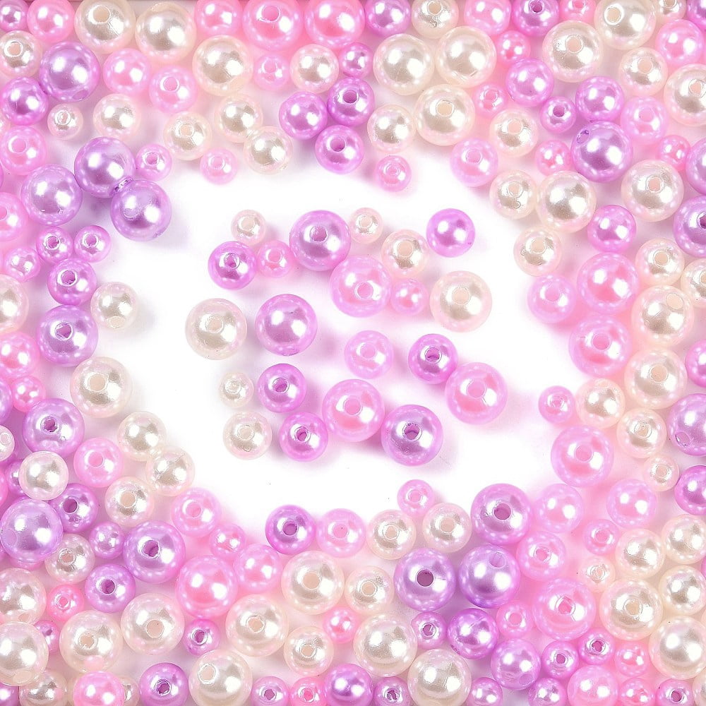 500gs Plastic Imitation Pearl Beads Round Mixed Color Medium Orchid 6 ...