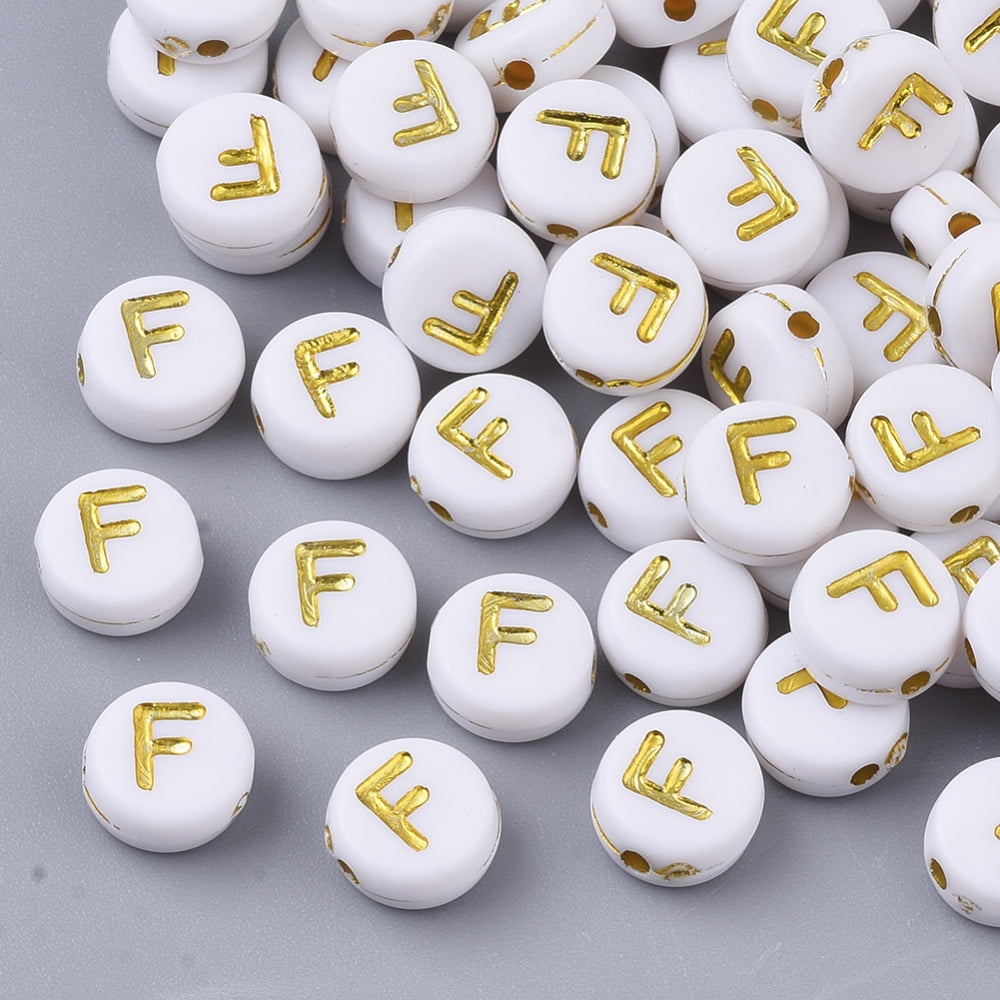 500gs Plating Acrylic Beads Golden Metal Enlaced Horizontal Hole Flat ...