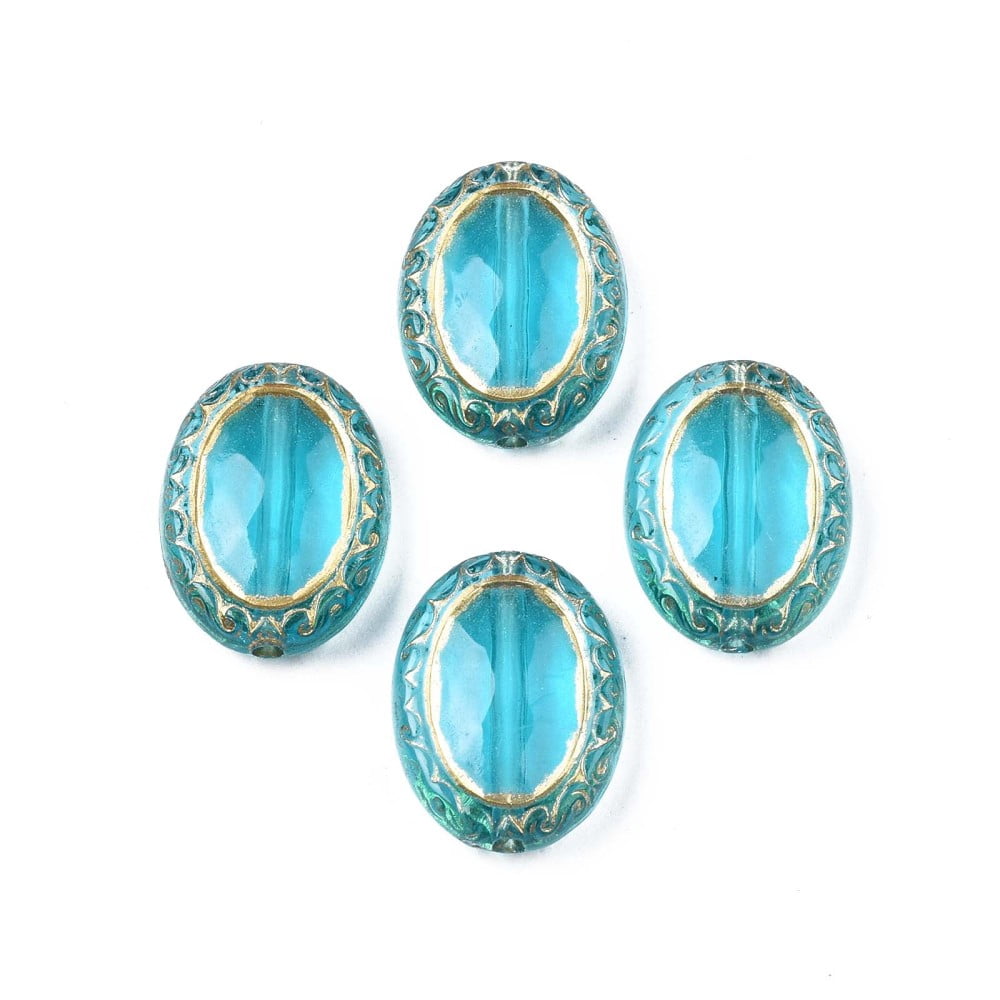 500gs Plating Acrylic Beads Metal Enlaced Oval Dark Turquoise 17.5x13x5 ...