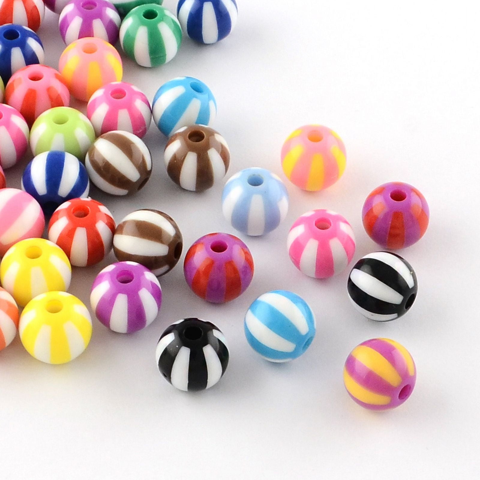 500gs Strip Opaque Acrylic Beads Round Mixed Color 11~12x11mm Hole 3mm About 550pcs 500g