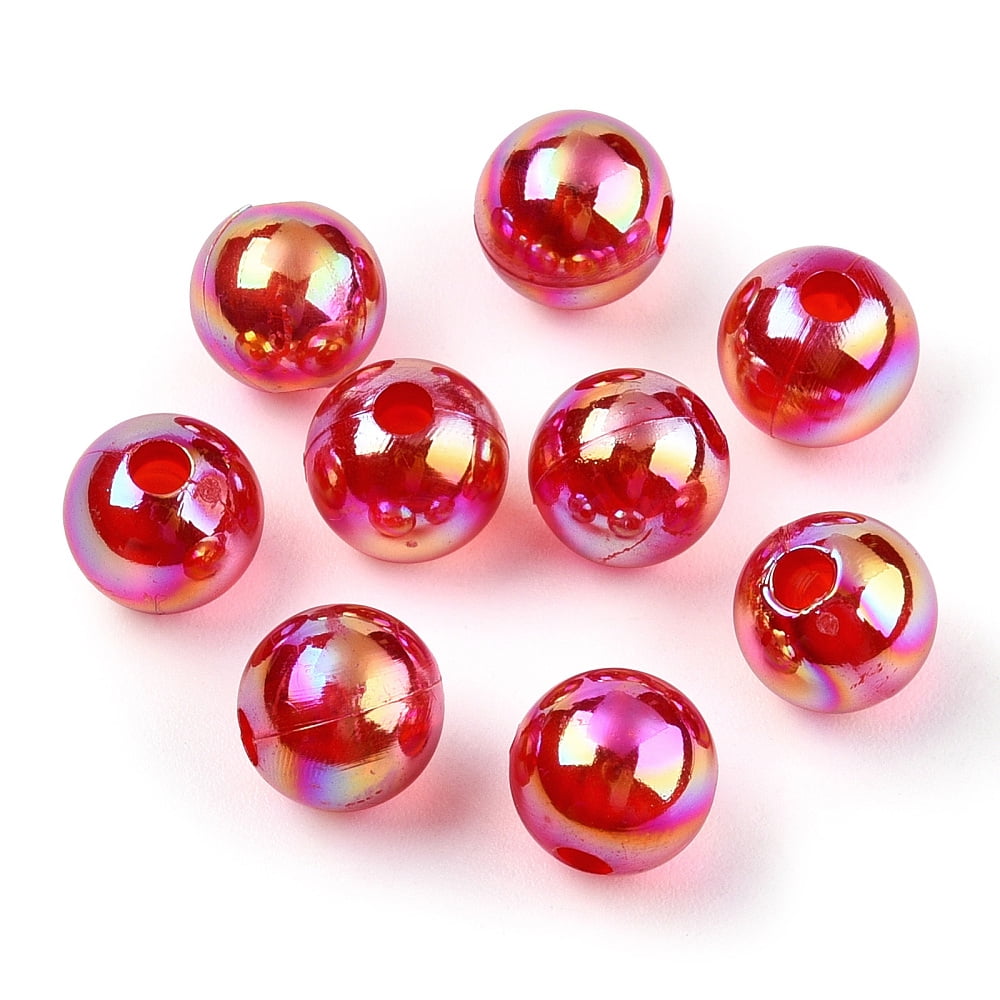 500gs Transparent Acrylic Beads AB colors Round Dark Red 8mm Hole: 2mm ...