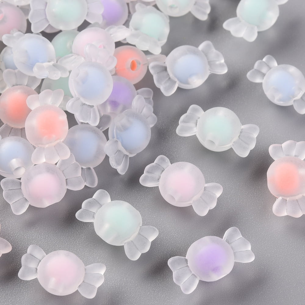 500gs Transparent Acrylic Beads Frosted Bead in Bead Mixed color 9x17x8 ...