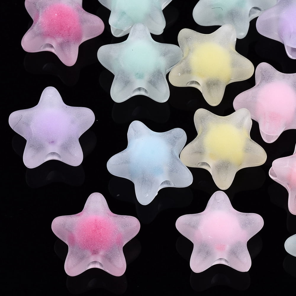 500gs Transparent Acrylic Beads Frosted Bead in Bead Star Mixed color ...