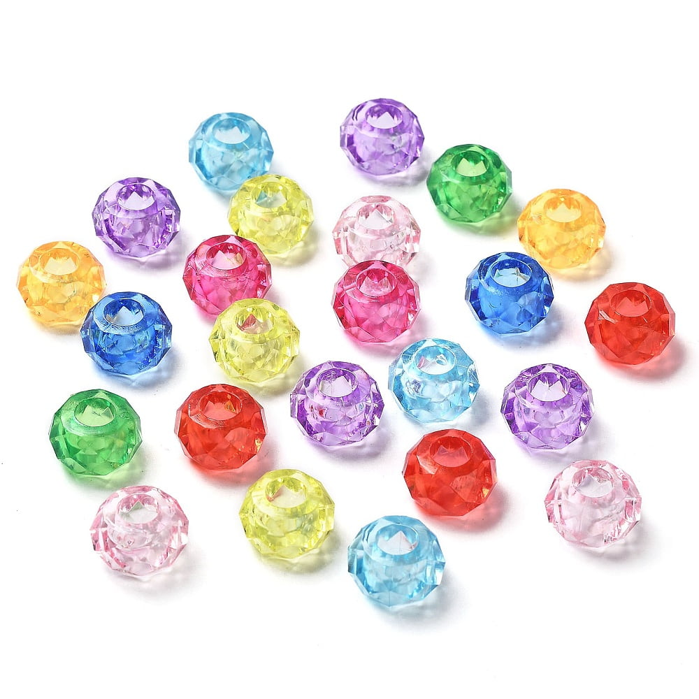 500gs Transparent Acrylic European Beads Faceted Large Hole Beads ...