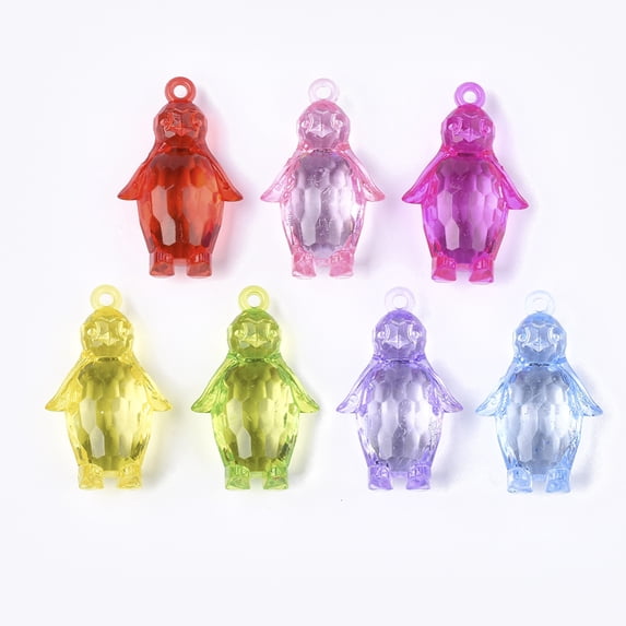 500gs Transparent Acrylic Pendants Faceted Penguin Mixed Color ...