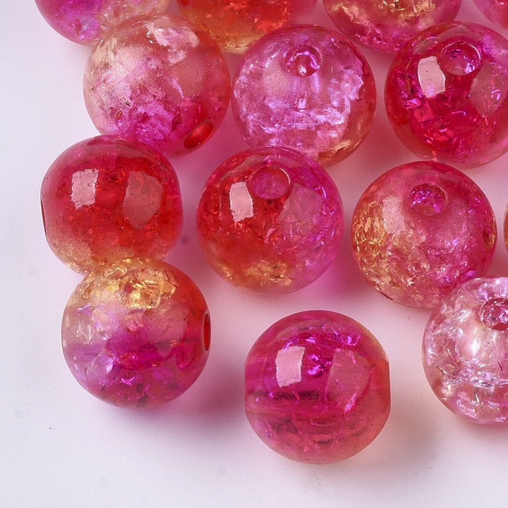 500gs Transparent Crackle Acrylic Beads Round Crimson 10mm Hole: 2mm ...
