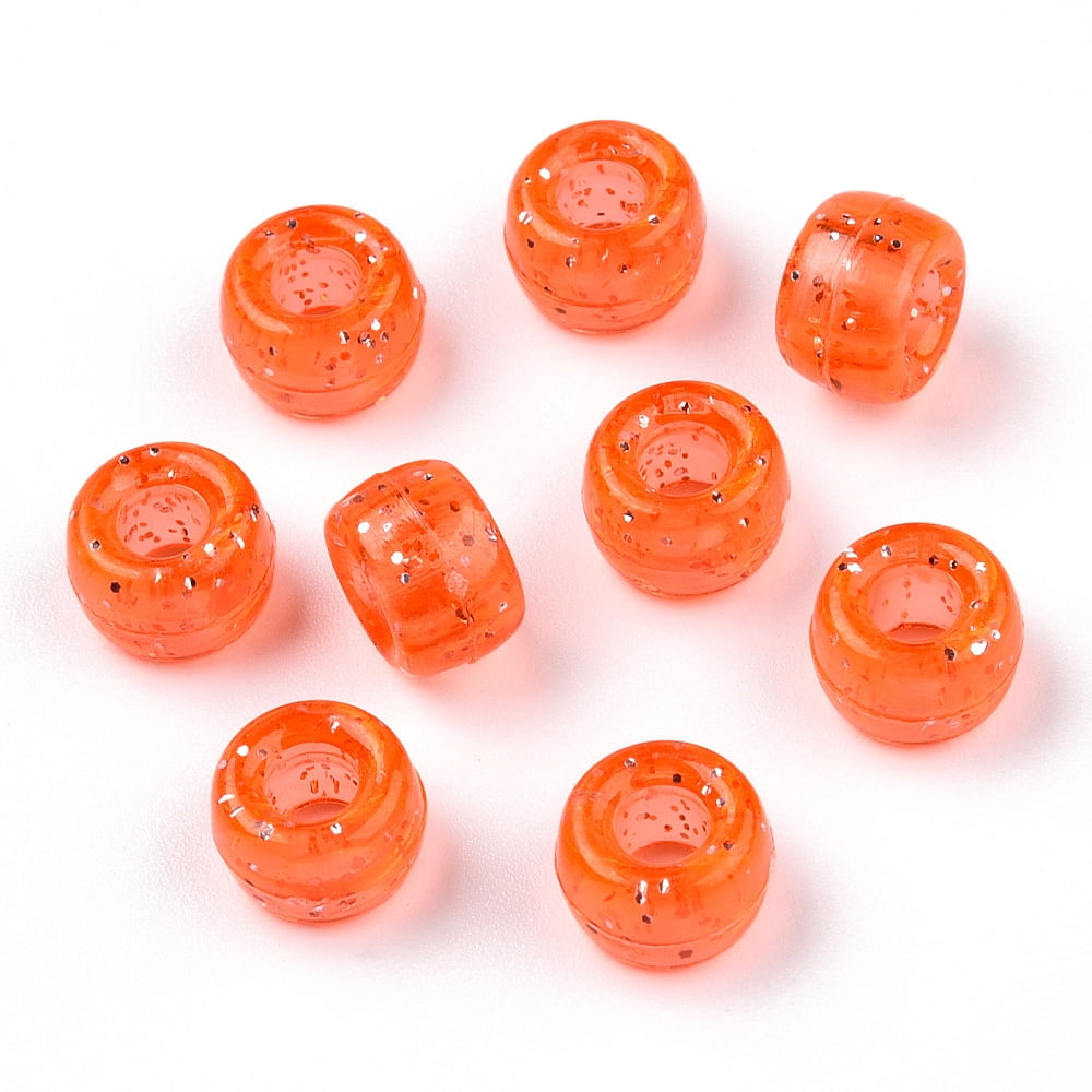 500gs Transparent Plastic Beads with Glitter Powder Barrel Coral 9x6mm ...