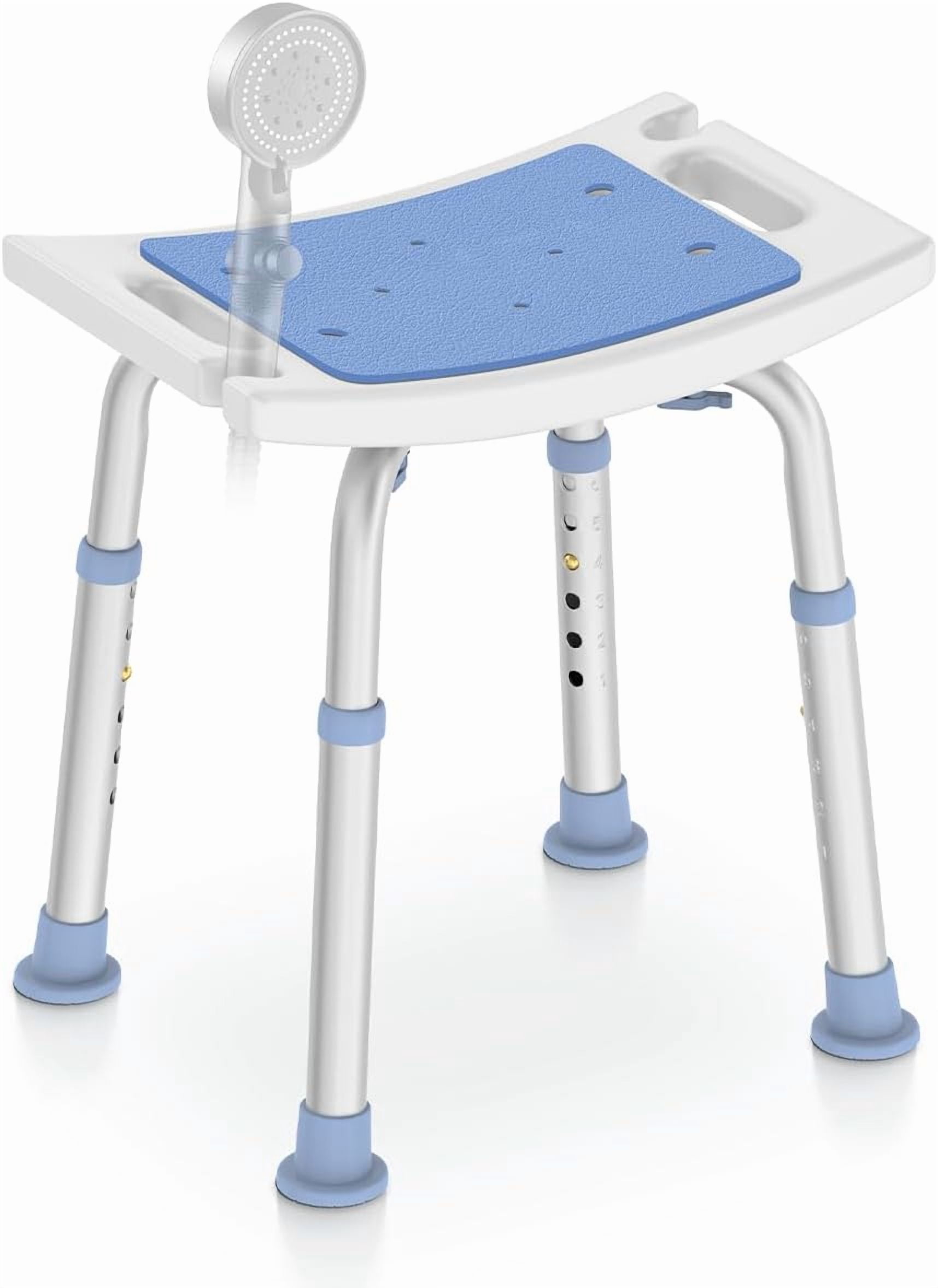 500lb Heavy Duty Shower Chair | Tool Free 6-Height Adjustable Padded ...