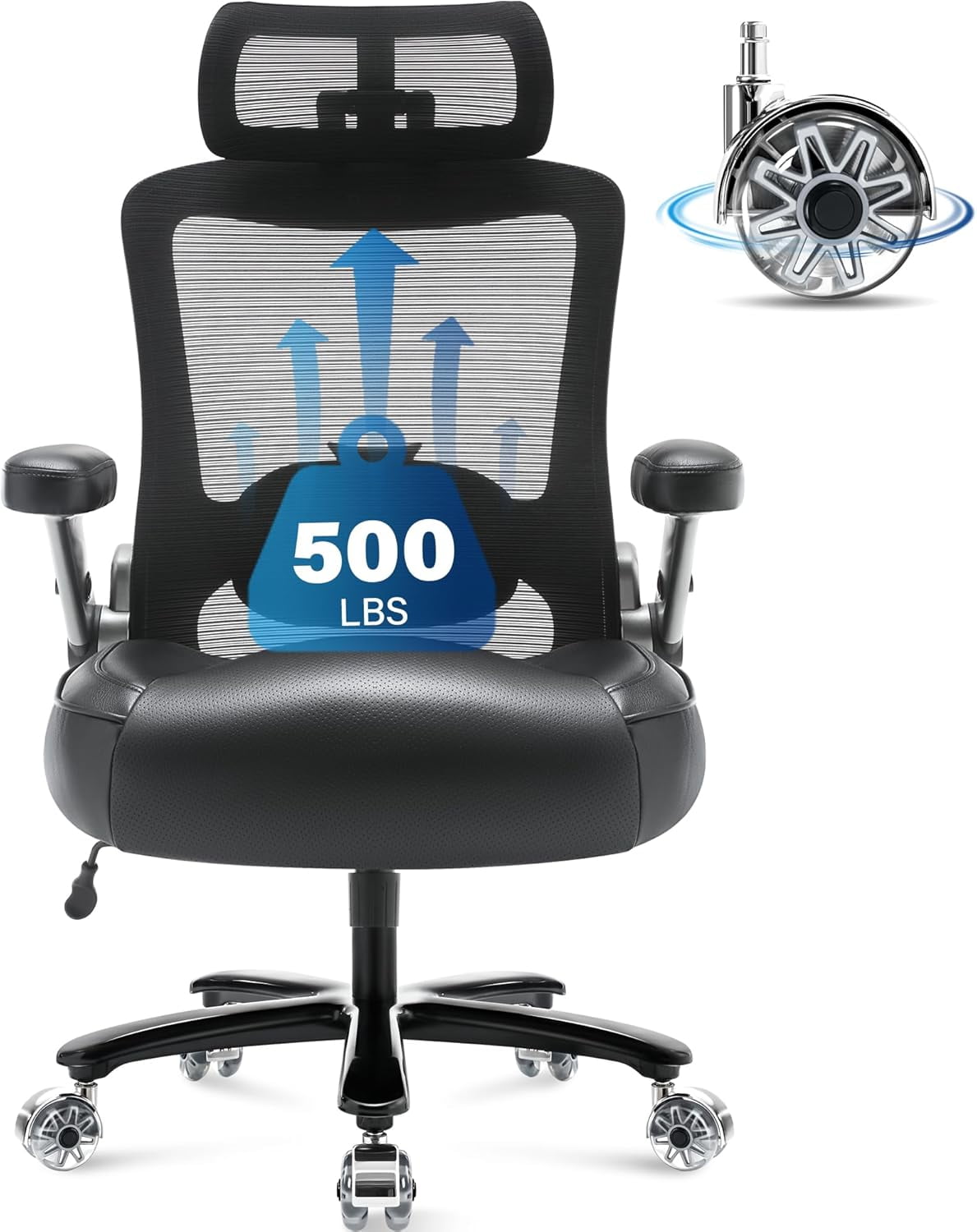 Egronomics Chair Big And Tall Office Chair With 5D Flip Arms, 600LBS PU ...