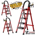 500lbs Load-Bearing Folding Step Ladder, Heavy-Duty Steel Portable ...