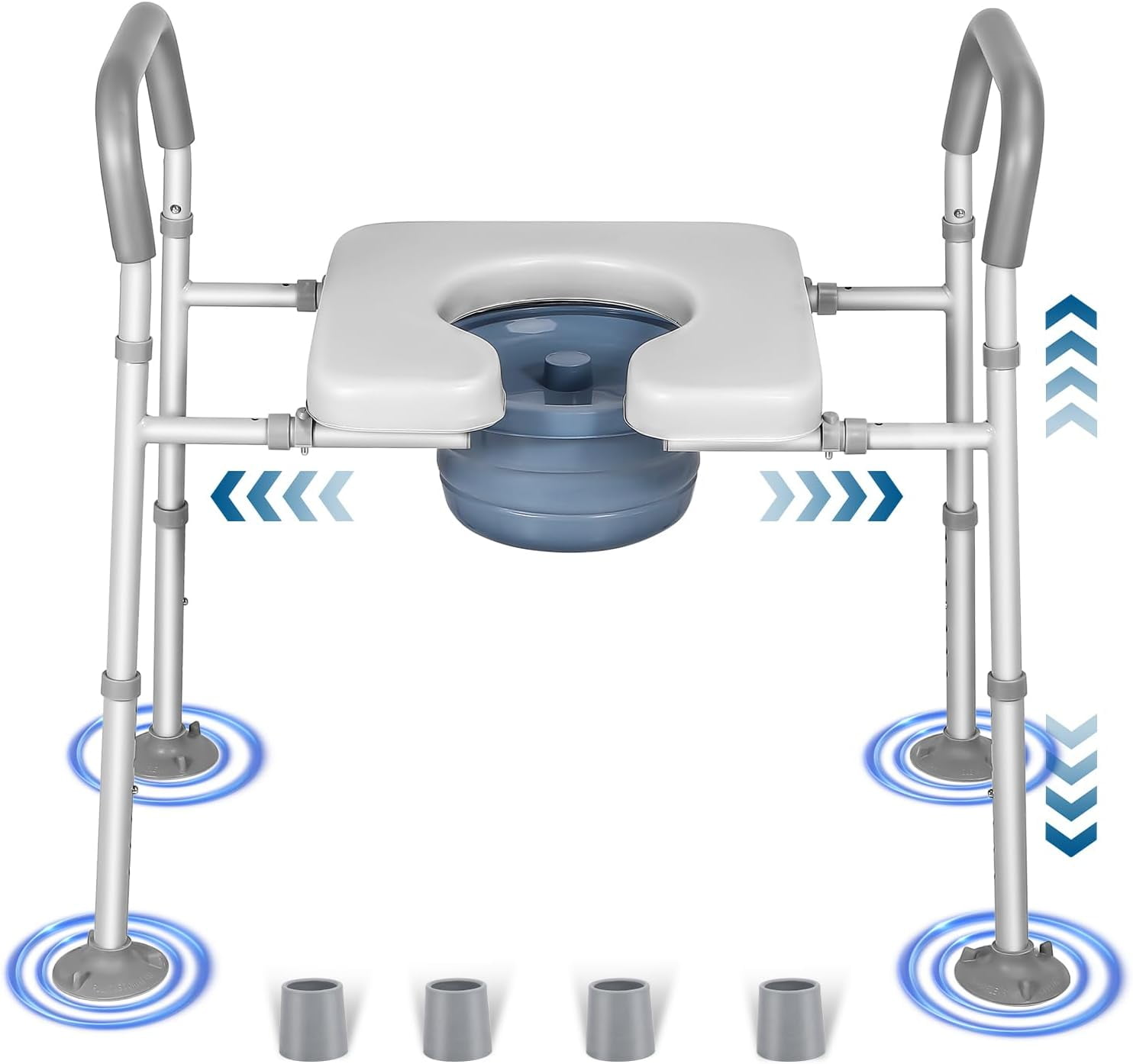 500lbs Raised Toilet Seat with Handles - Width & Height Adjustable ...