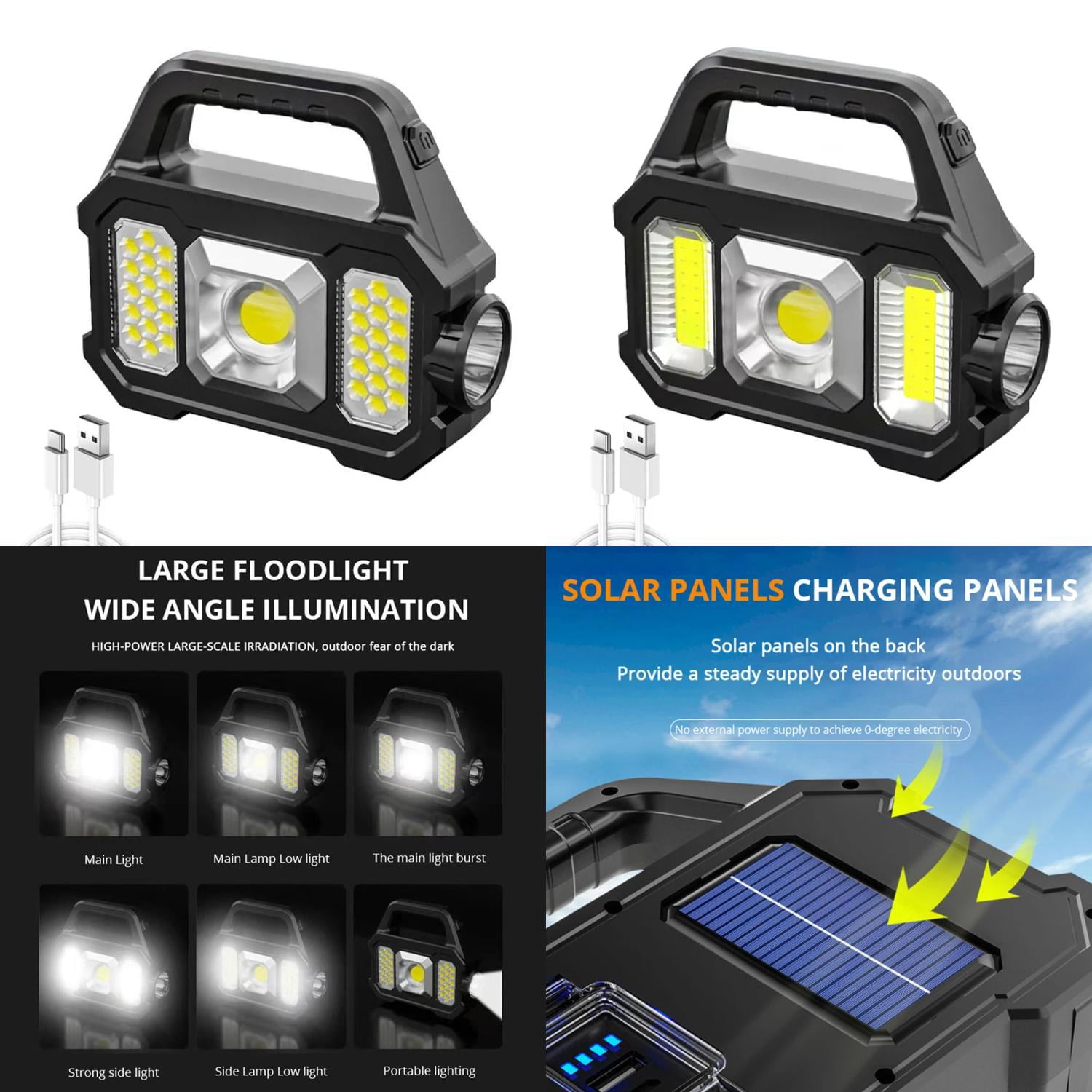 500lm Flashlight Rechargeable Waterproof 6 Gears Torch Light Portable ...