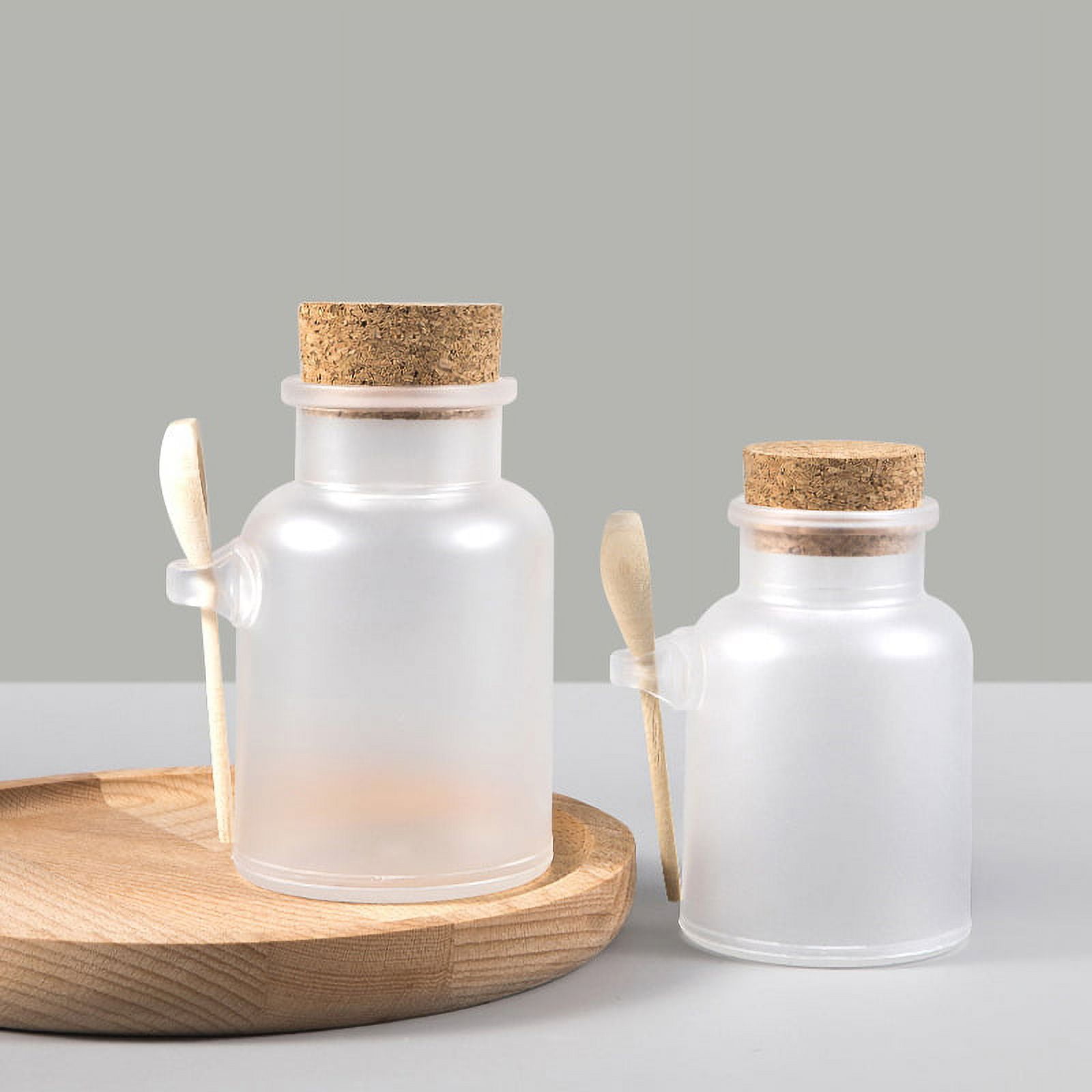 (500ml) 1 Set Empty Bath Salt Bottle Plastic Matte Cork Jar Refillable ...