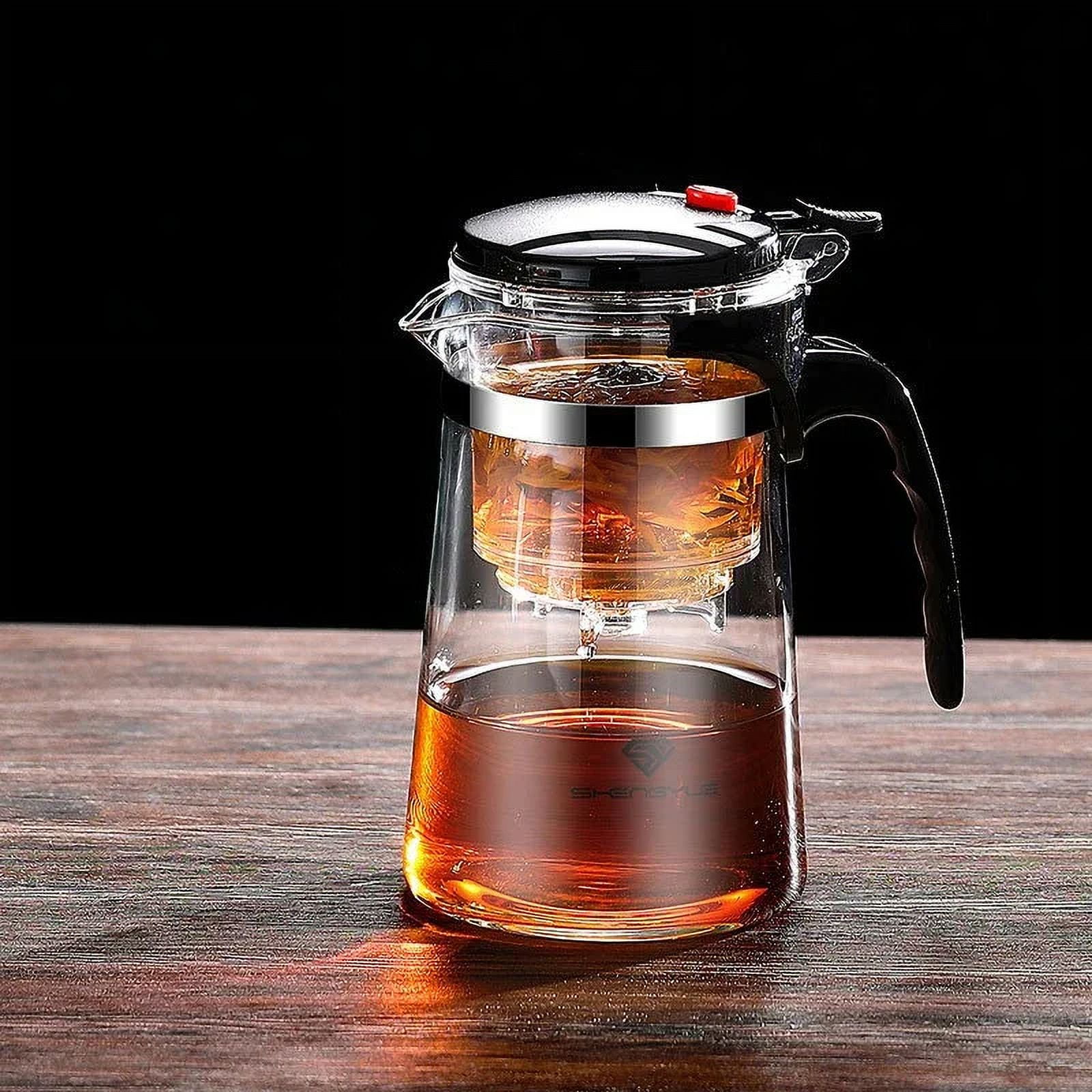 500ml-1800ml Glass Teapot Press to Filter Tea Water Separator Household ...