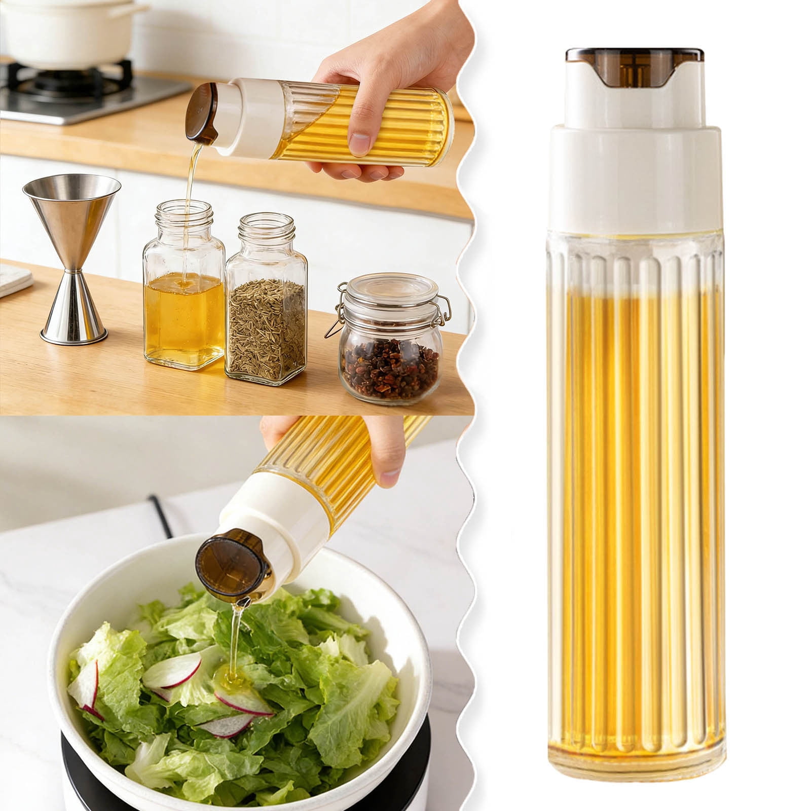 500ml Automatic Gravity Oil Dispenser - Leak-Proof Glass Bottle with ...