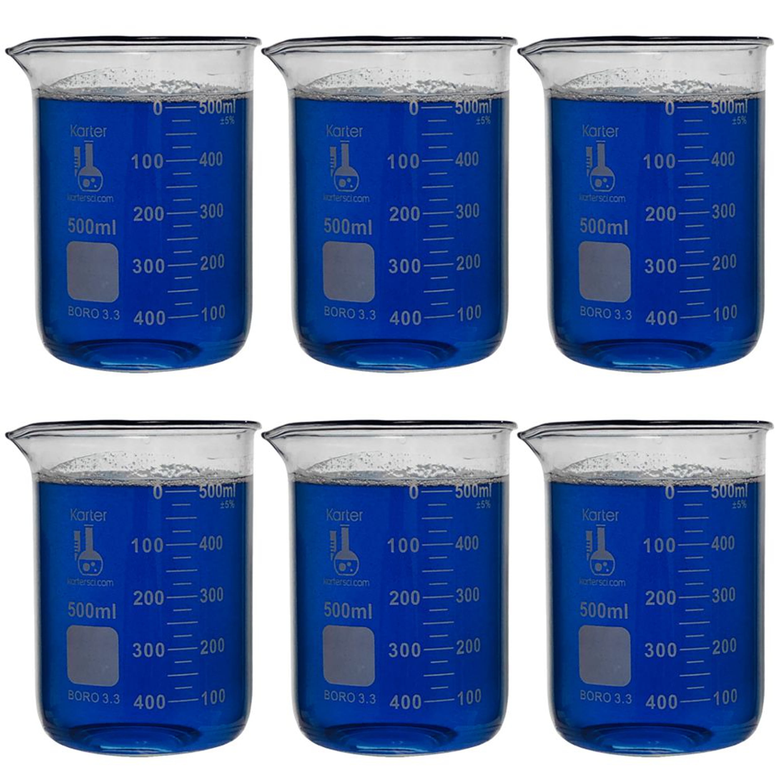 500ml Beaker, Low Form Griffin, Borosilicate 3.3 Glass, Double-Scale ...