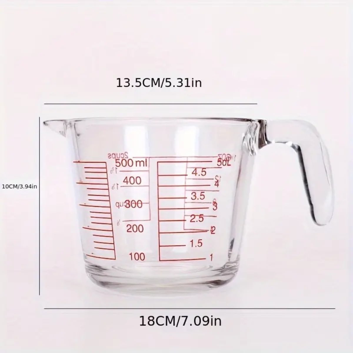 500ml Borosilicate Glass Measuring Cup with Spout Heat & Microwave Safe ...