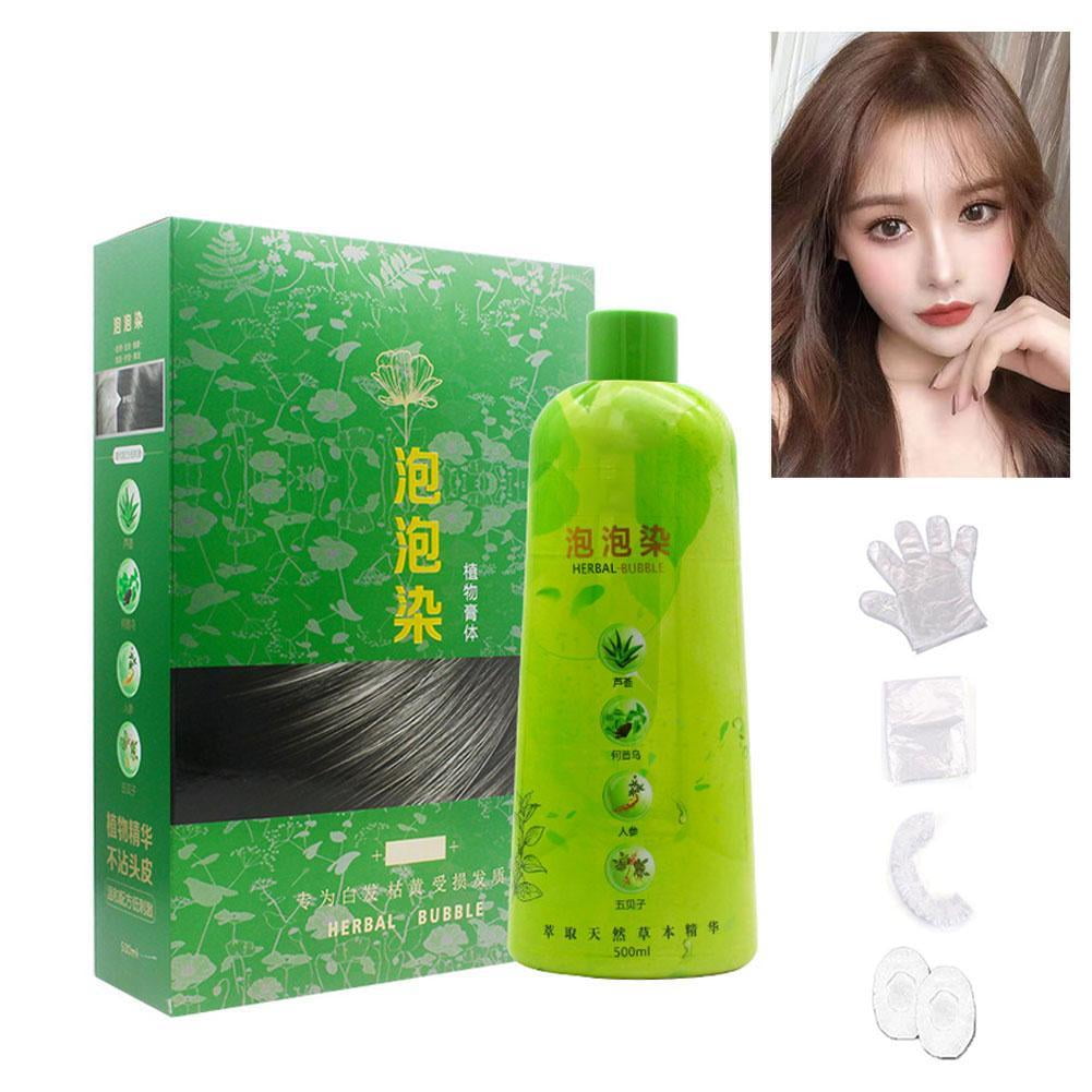 500ml Brimless Shampoo, Herbal Bubble Gray Hair Dye Shampoo E0N6 ...