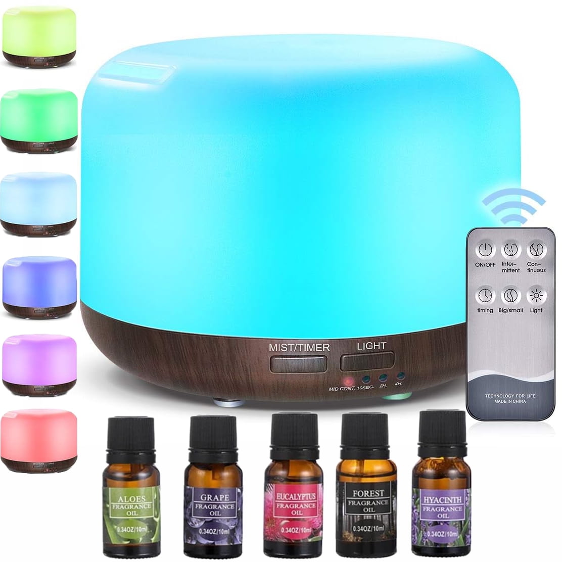 500ml Essential Oil Diffuser with 5*10ml Essential Oil, Humidifier ...