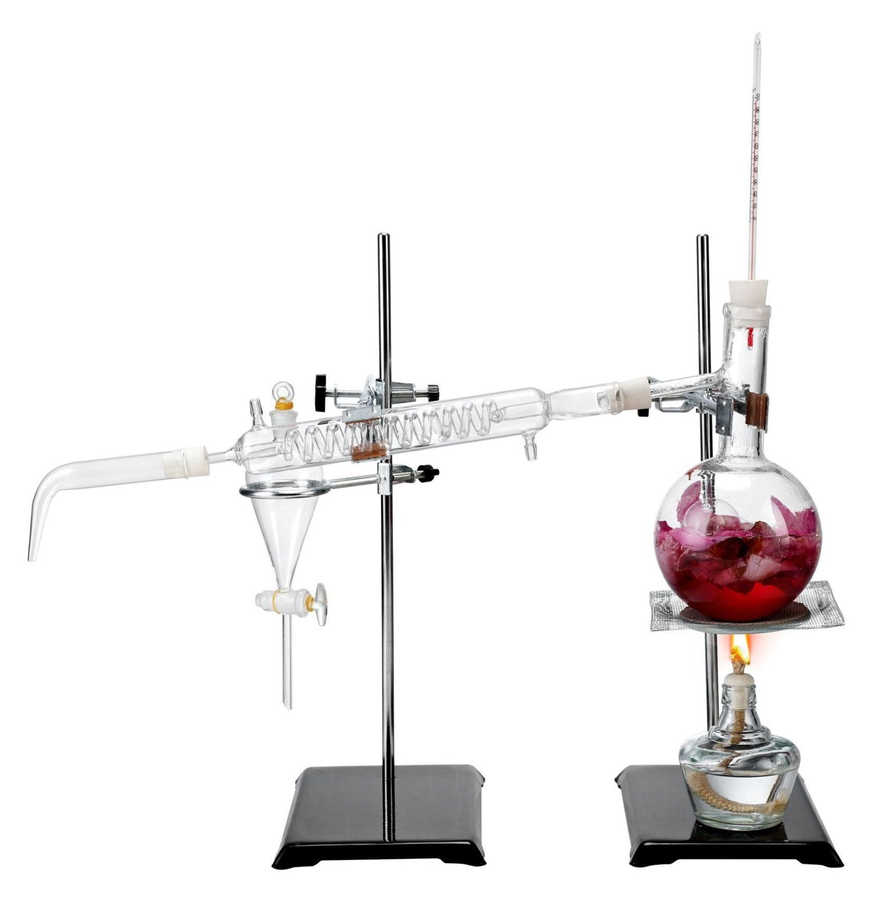 500ml Essential Oil Distillation Kit, 3.3 Boro Glassware, Alcohol Lamp ...