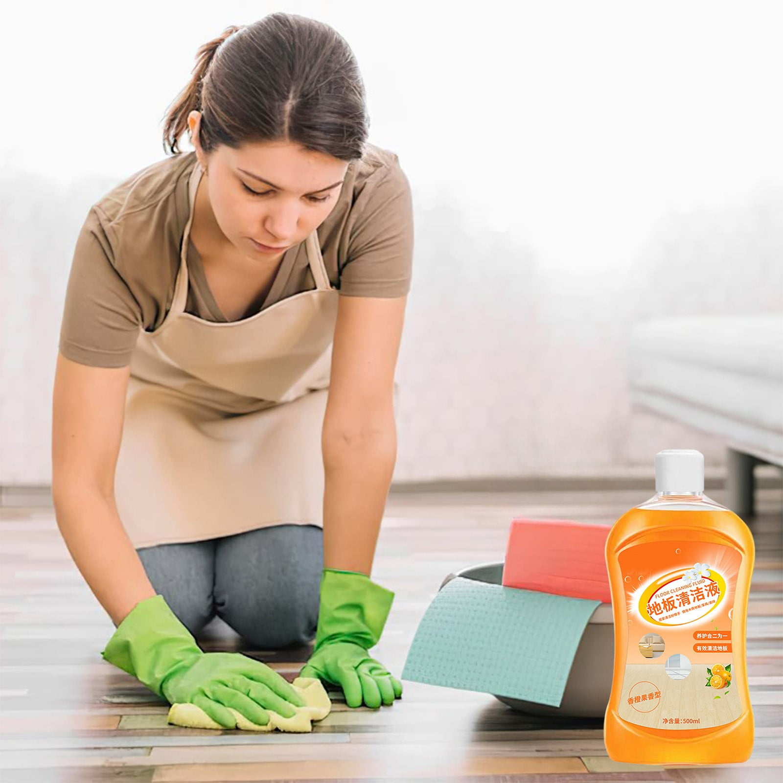 500ml Floor Cleaner - 7.1"x3.14"x0.8" - Orange Scented Solution, Shine ...