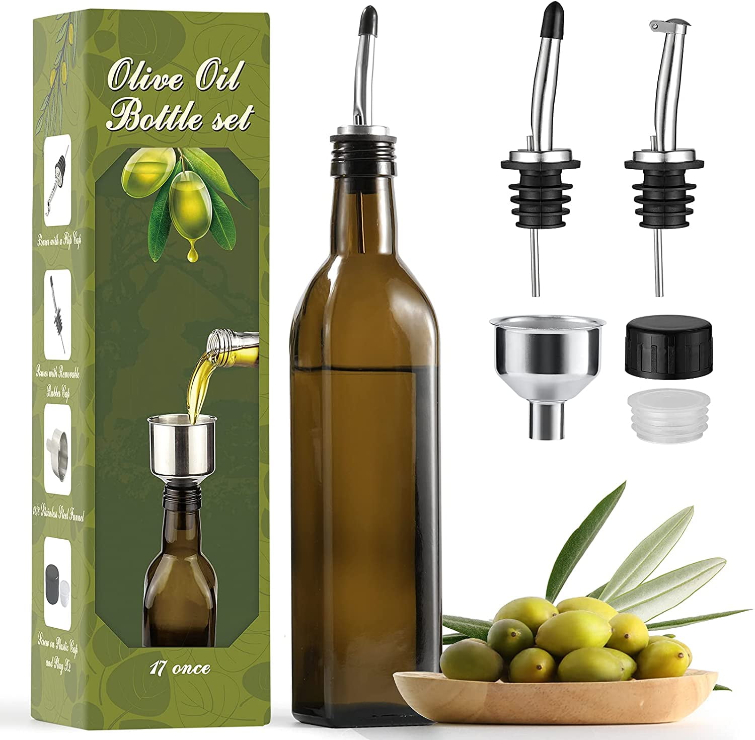 500ml Glass Oil Dispenser Bottle – Clear Design – For Kitchen – Pack of ...