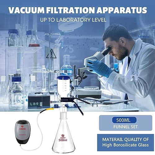500ml Glass Vacuum Suction Filter, Lab Vacuum Filtration Distillation ...
