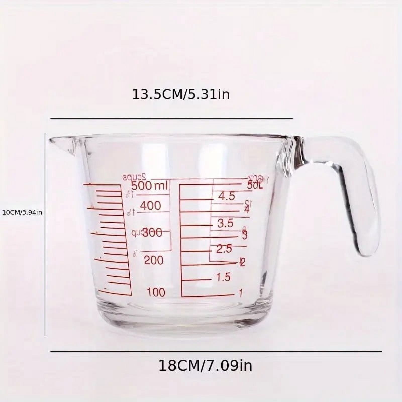 500ml Heat-Resistant Glass Measuring Cup Microwave & Oven Safe Precise ...