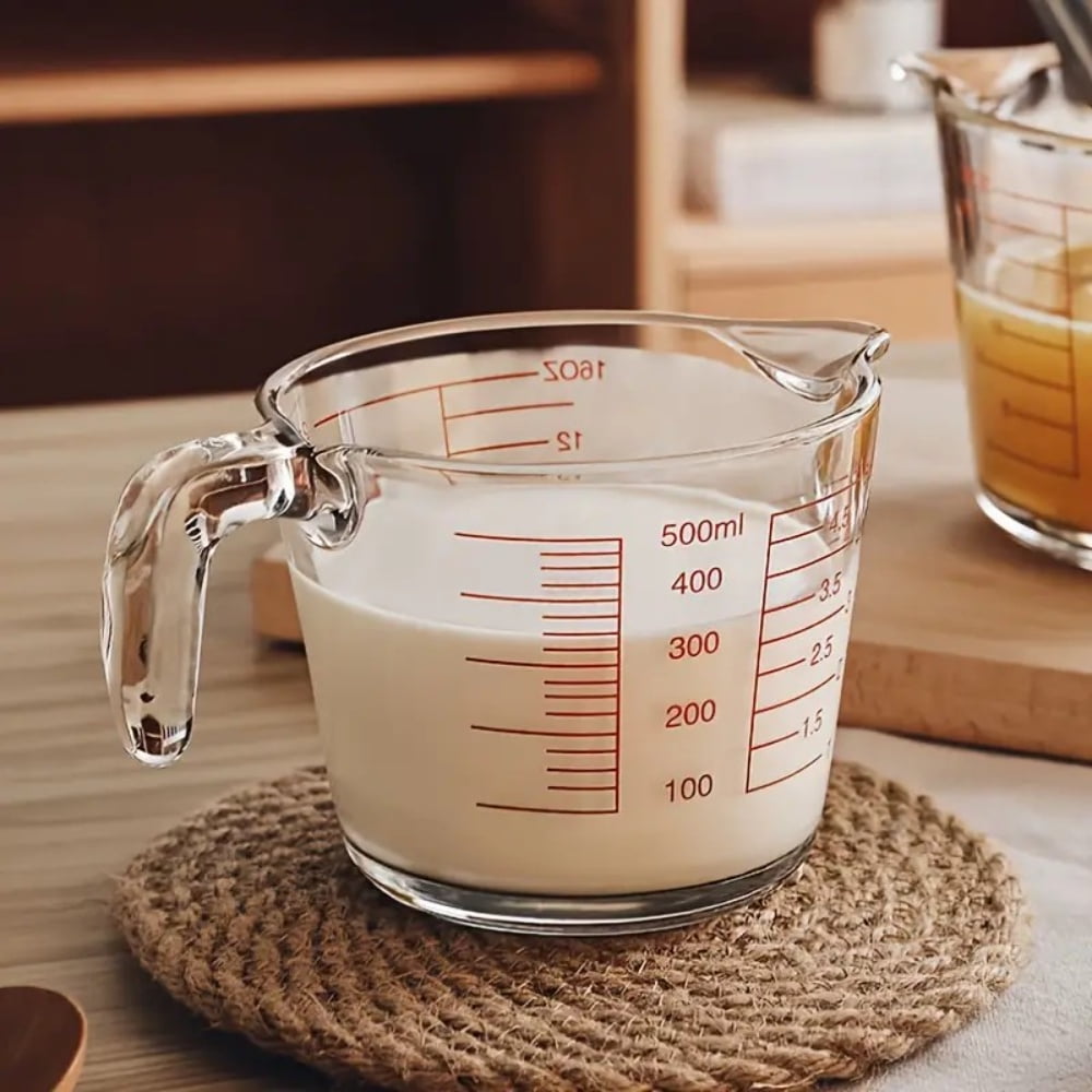500ml Heat-Resistant Glass Measuring Cup Precise Scale Ergonomic Handle ...
