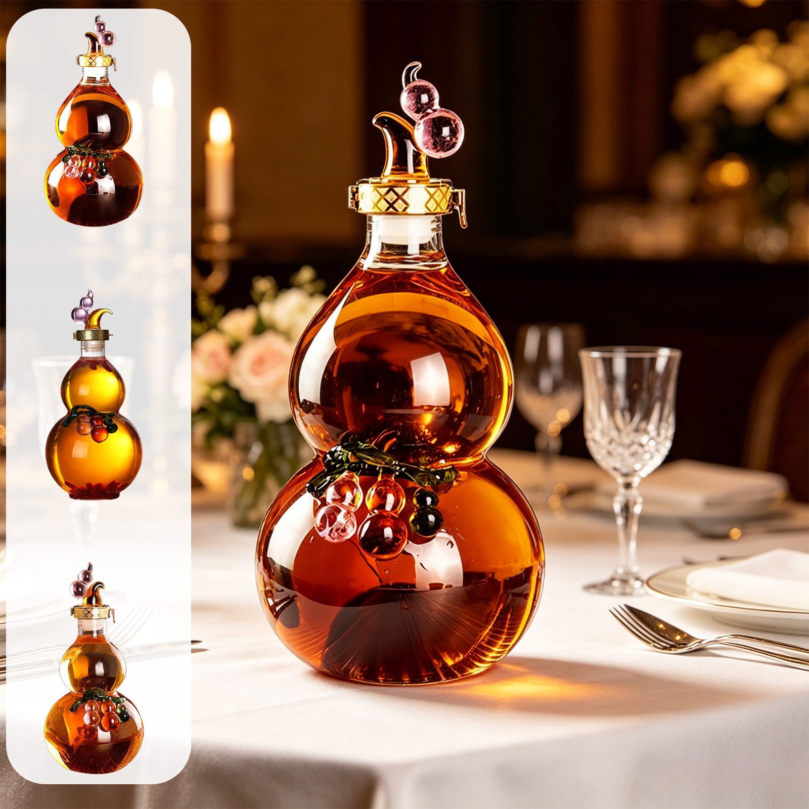 500ml High Borosilicate Gourd Shaped Wine Bottle, Fashion Clear Glass ...