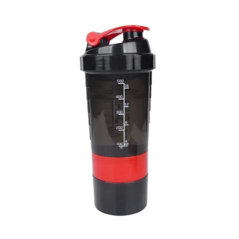 500ml Portable Protein Shaker Cup with Powder Storage Container Mixer ...