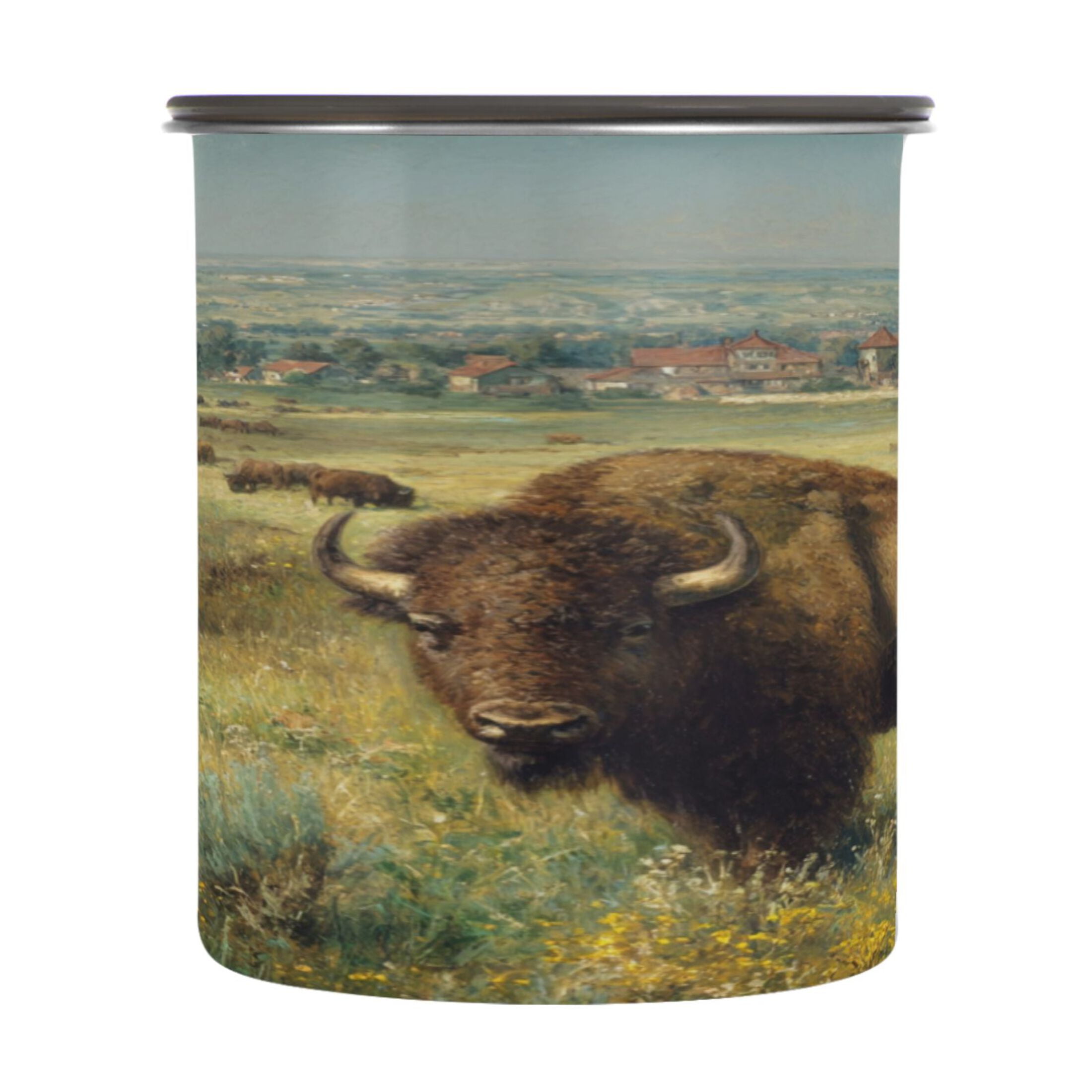 500ml Stainless Steel Food Storage Containers Buffalo Herd Oil Painting ...
