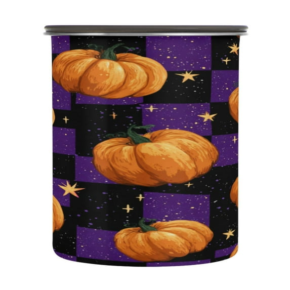 500ml Stainless Steel Food Storage Containers Purple Plaid and Pumpkins Airtight Kitchen ...