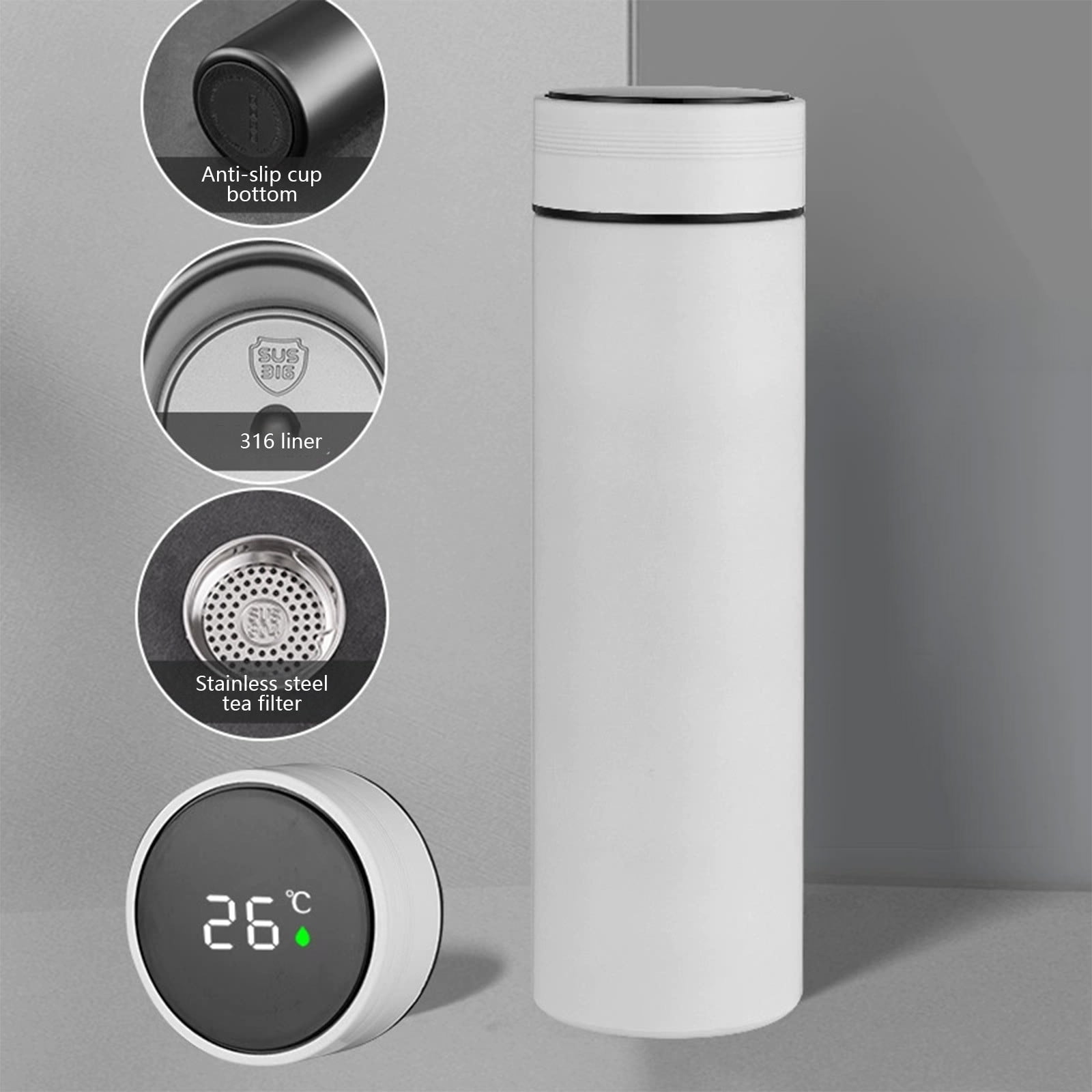 500ml Stainless Steel Temperature Display Travel Mug with Tea Infuser ...