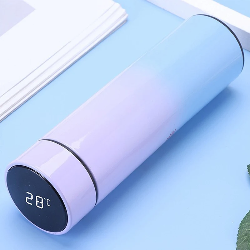 500ml Thermos Gradient Water Bottle Temperature Display Vacuum Flasks Smart Insulated Cup Coffee ...
